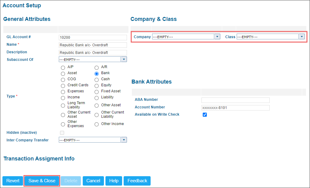Reassigning Account for a Transaction