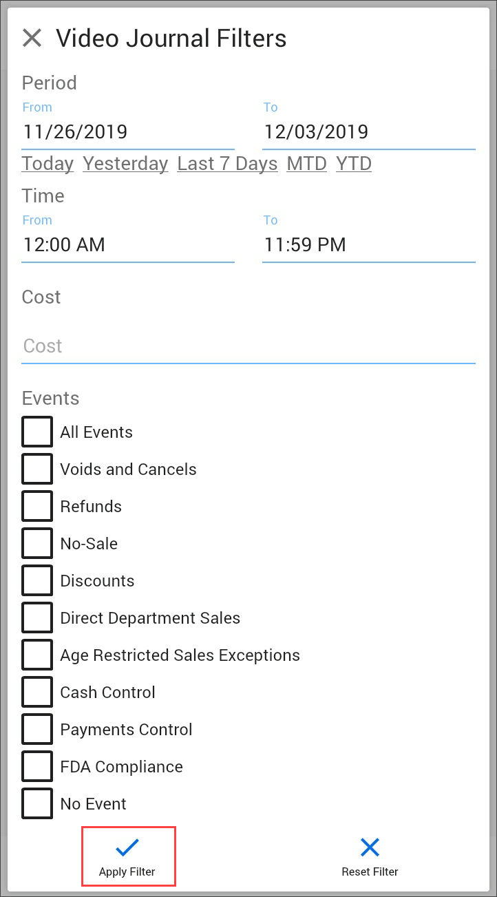 Viewing the POS Journal