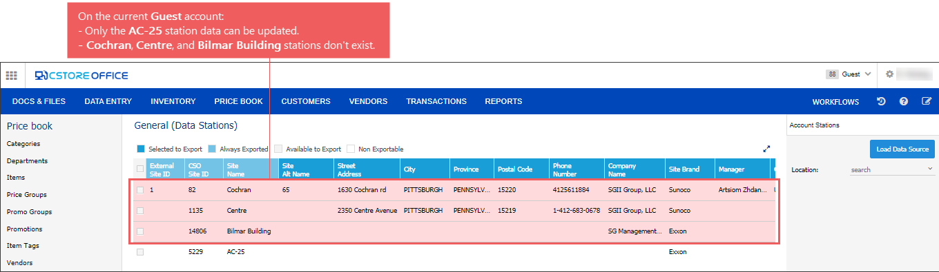 General Station Settings