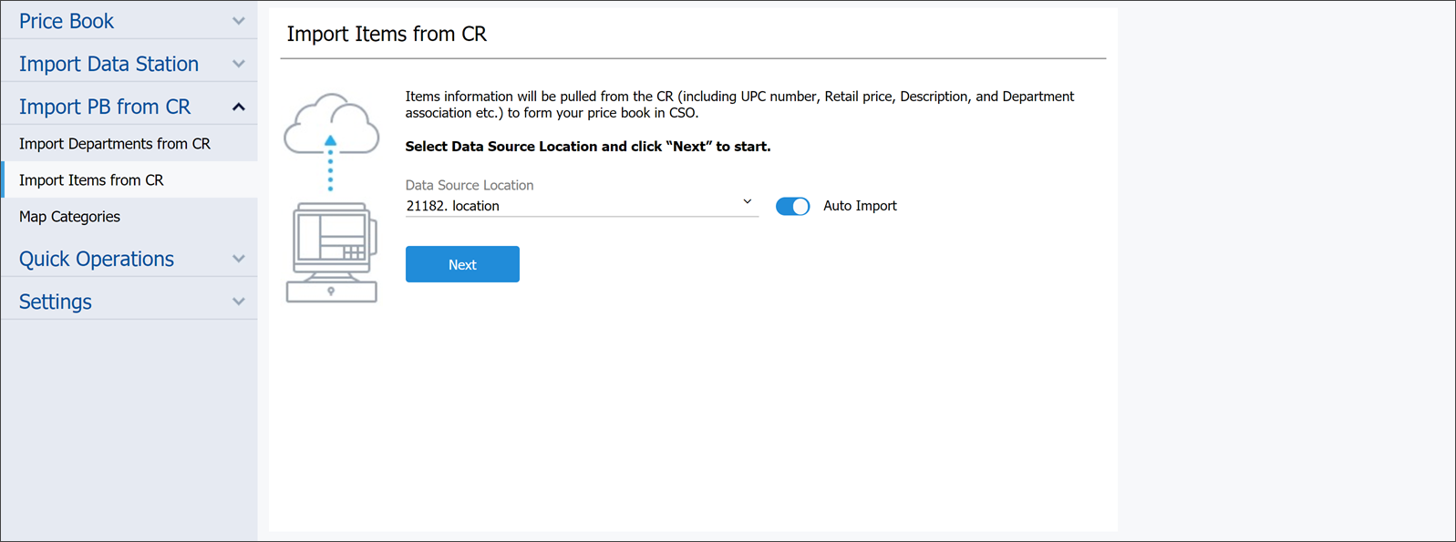 Import Items from Cash Register