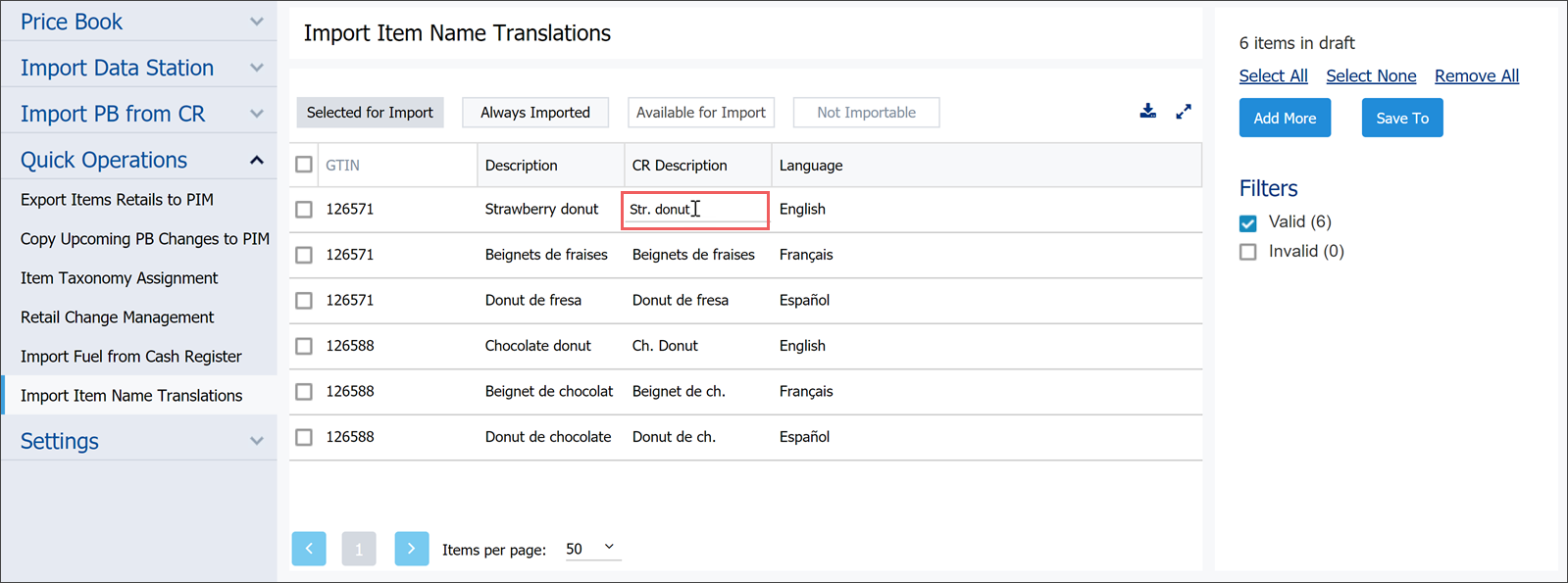 Import Item Name Translations