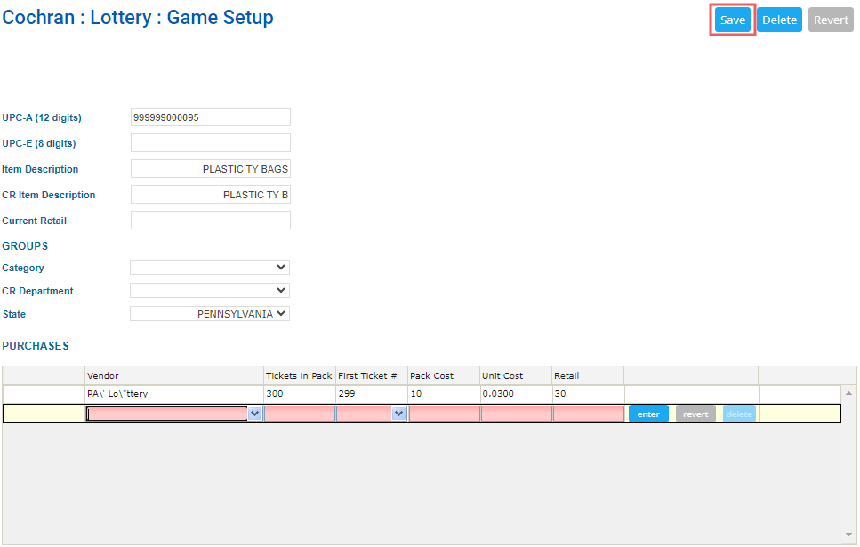 Setting Up Games List