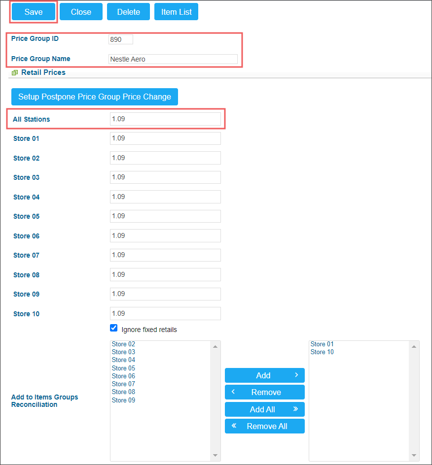Adding a New Price Group