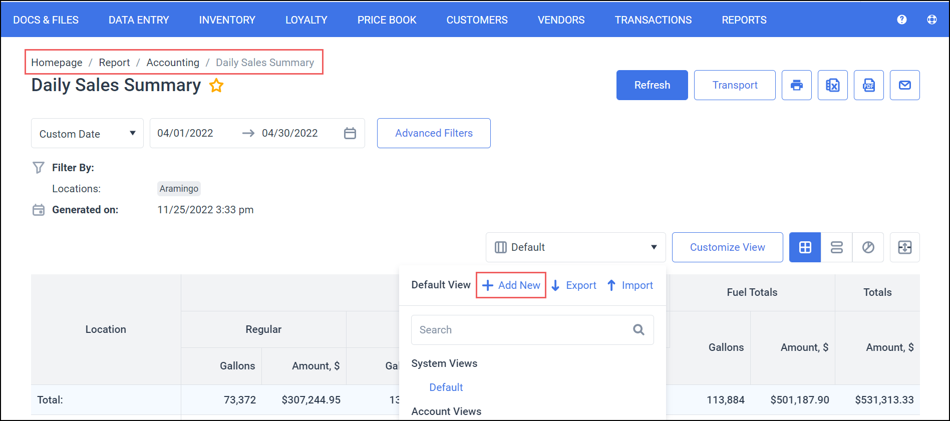 Managing Custom Views