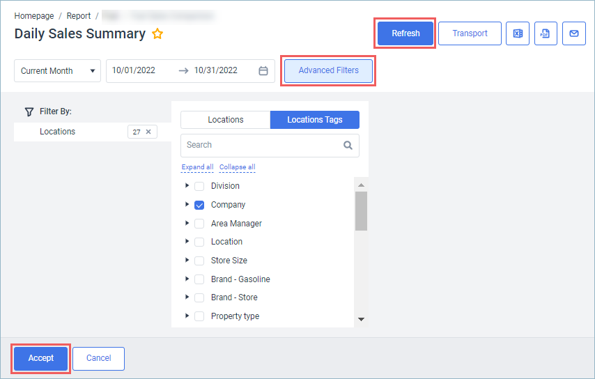 Filtering and Sorting the Report Data