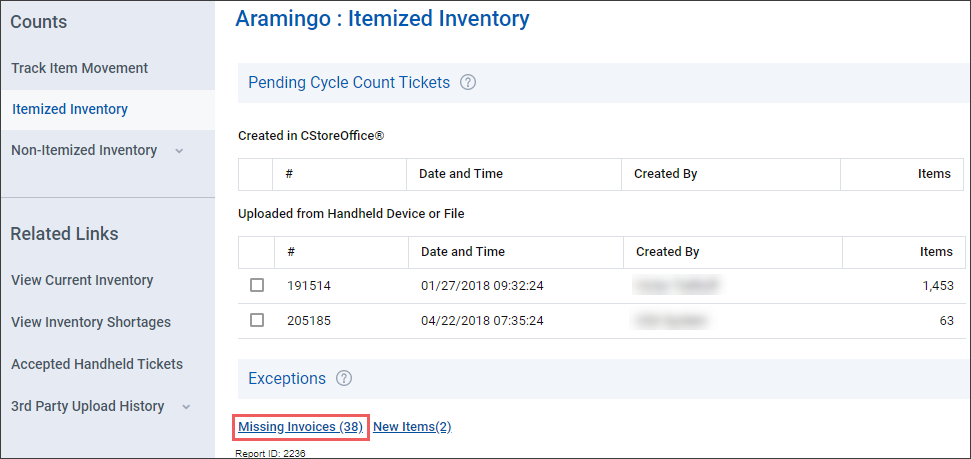 Missing Invoices Report
