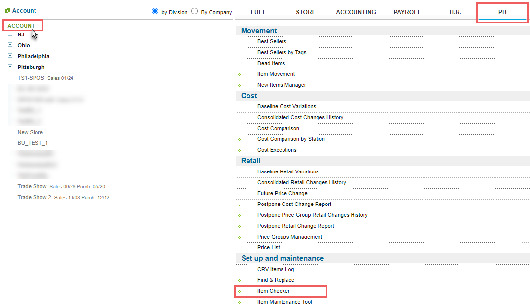 Working with the Item Checker Report at the Account Level
