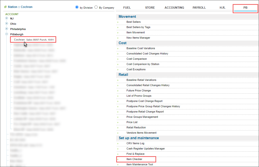 Working with the Item Checker Report at the Location Level
