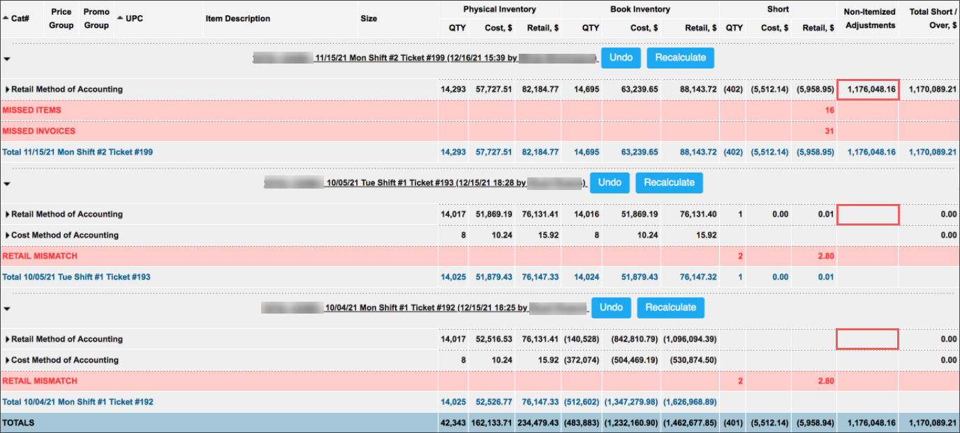 Troubleshooting Non-Itemized Adjustments