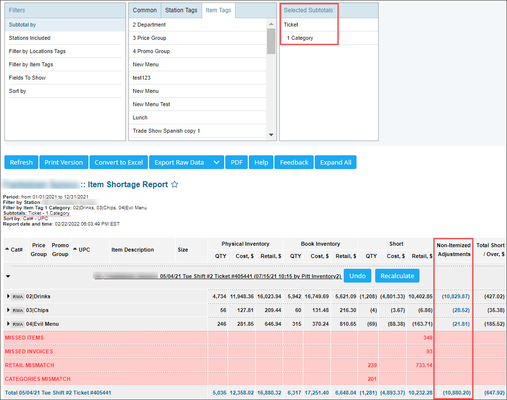 Troubleshooting Non-Itemized Adjustments