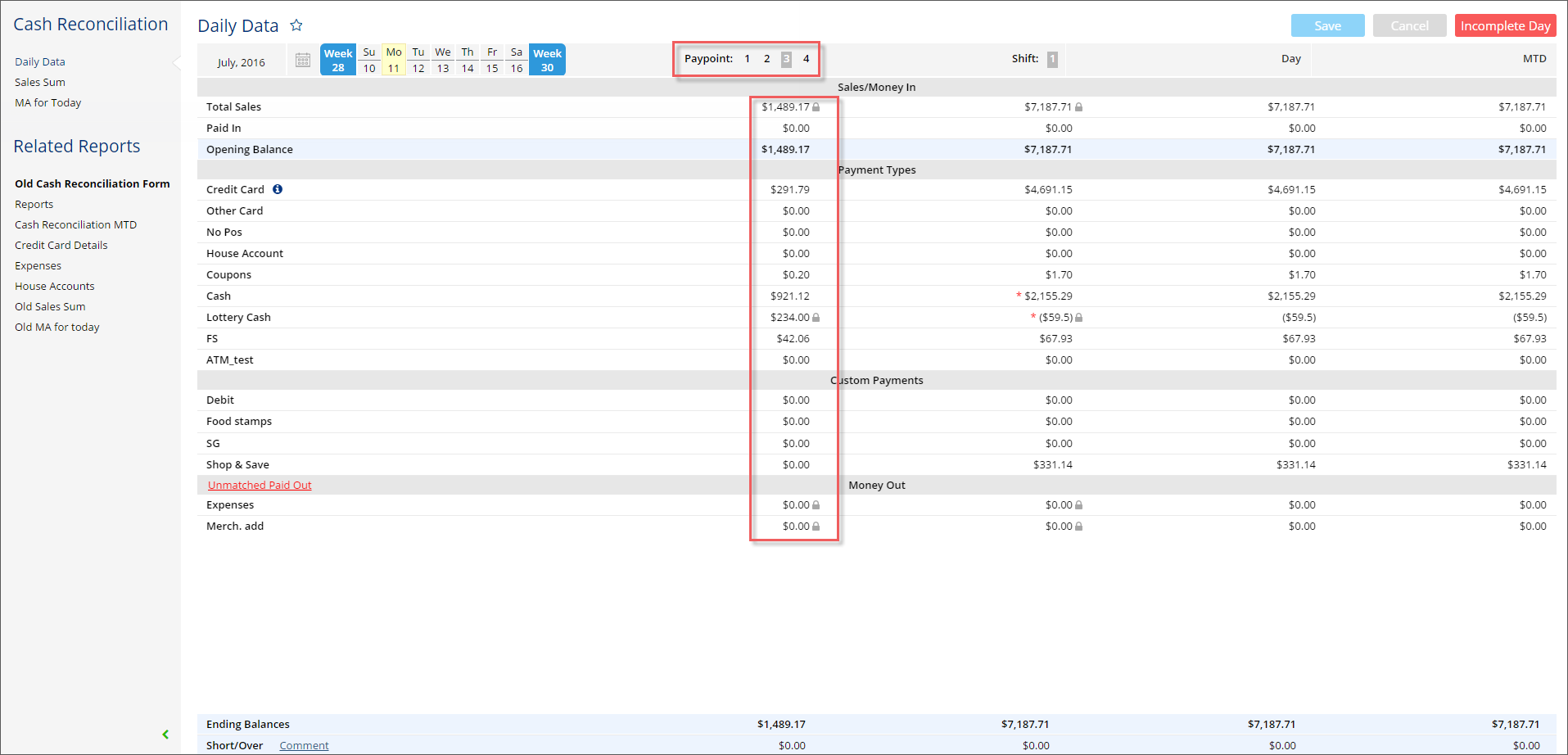 Cash Reconciliation - New Interface