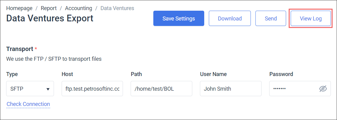 Viewing the Export Log