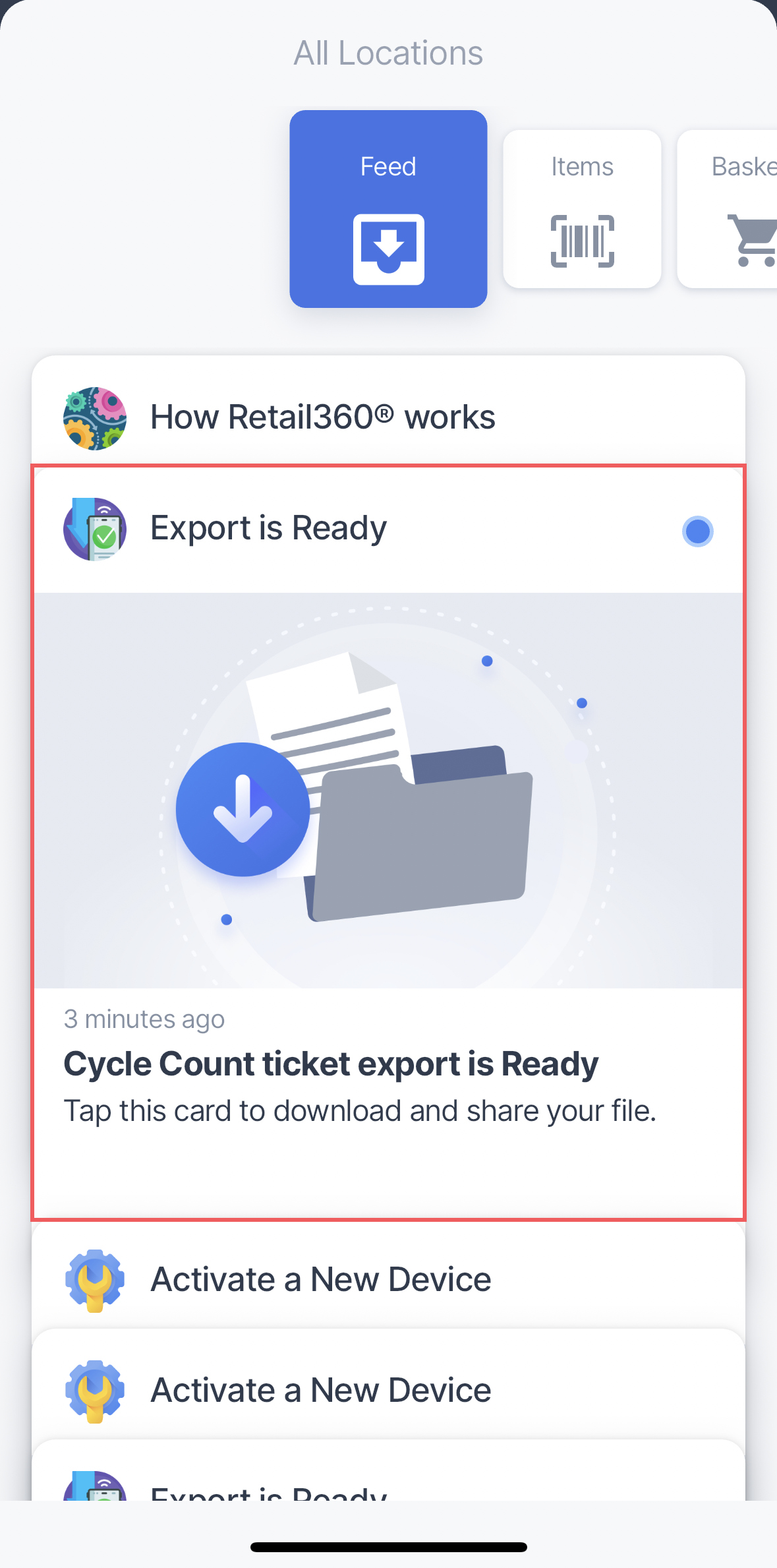 Exporting basket items to external systems