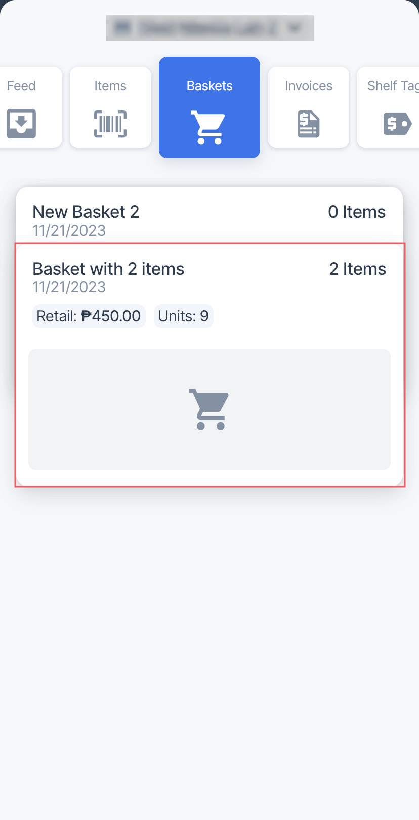 Creating a Cycle Count Ticket from the Basket